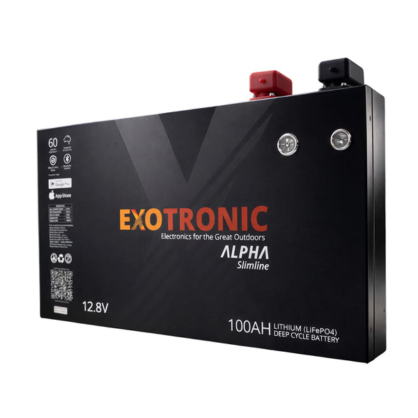 Exotronic 12V 100Ah Alpha Slimline Smart Bluetooth Lithium Battery ...